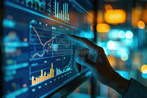 A Person Is Using A Hand Gesture To Indicate Data On A Screen With Graphs Stock Illustration