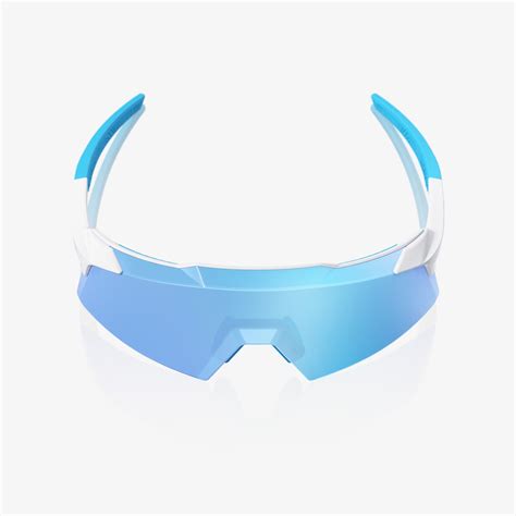 100 Aerocraft Matte White Hiper Blue Sunglasses Premium Performance