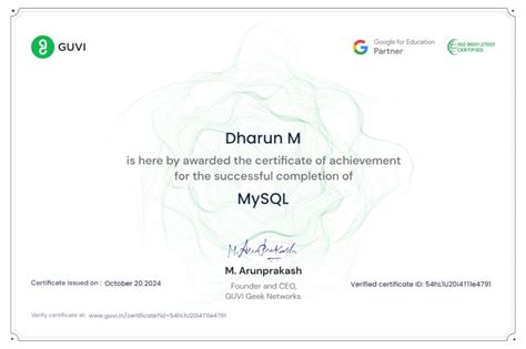 dharun m on linkedin thrilled to announce i ve completed my sql training