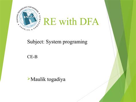 Regular Expression With Dfa Ppt