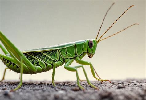 Premium Photo A Green Grasshopper With A Large Head And Legs