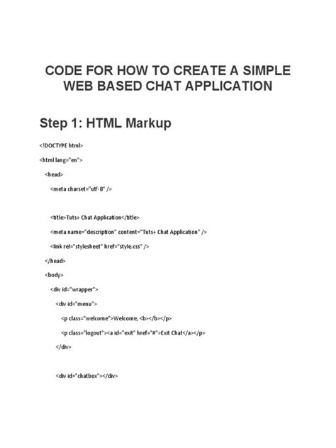 Code For How To Create A Simple Web Based Chat Application Pdf
