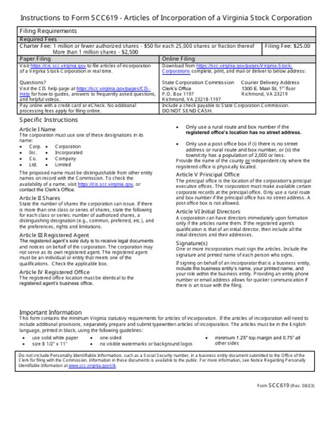 Virginia Articles Of Incorporation Templates Pdf Download Fill And