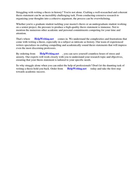 Sample History Thesis Statements Pdf