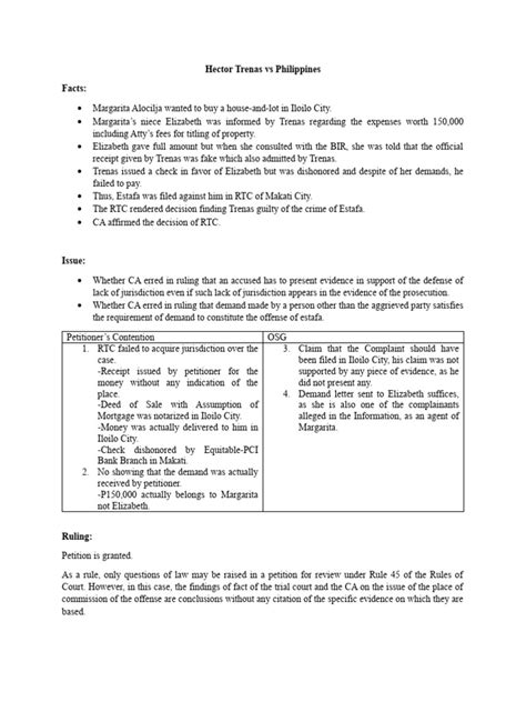 Hector Trenas Vs Philippines Pdf Crime And Violence Crimes