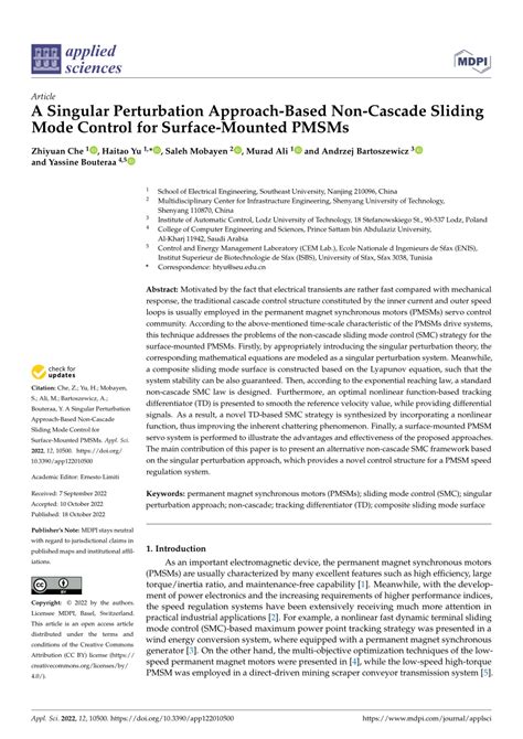 Pdf A Singular Perturbation Approach Based Non Cascade Sliding Mode