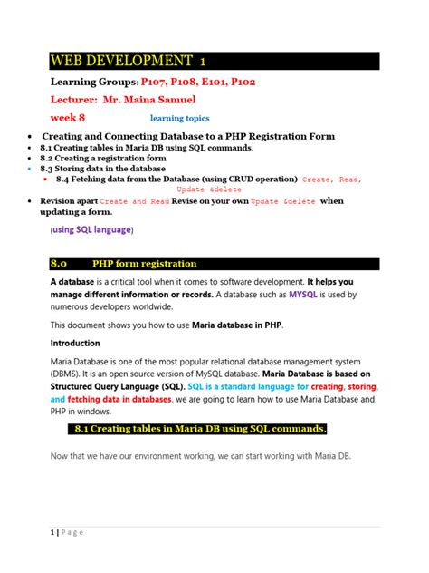 Web Development Lesson 8 Download Free Pdf Databases Sql