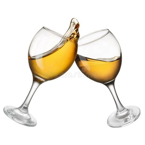 Two Glasses Of White Wine With Splash Isolated Stock Image Image Of