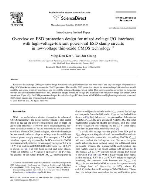 Pdf Overview On Esd Protection Design For Mixed Voltage Io