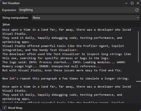 View Strings In A String Visualizer Visual Studio Windows