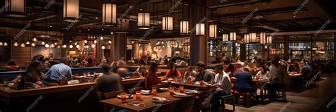 A Vivid Peek Into The Busy Dining Scene At Bjs Restaurant Premium Ai