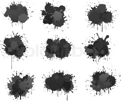 Black Ink Blobs Isolated On White For Stock Vector Colourbox