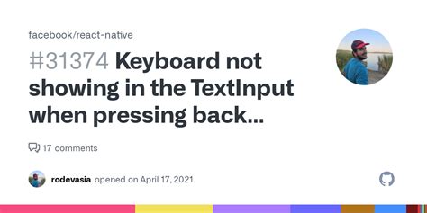 Keyboard Not Showing In The Textinput When Pressing Back Button · Issue