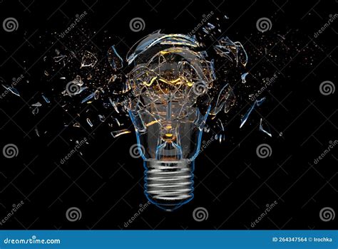 Exploding Light Bulb On A Blue Background Stock Illustration Illustration Of Creative Light