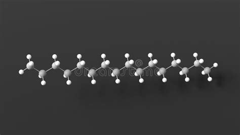 Hexadecane Molecular Structure Alkane Hydrocarbon Ball And Stick 3d
