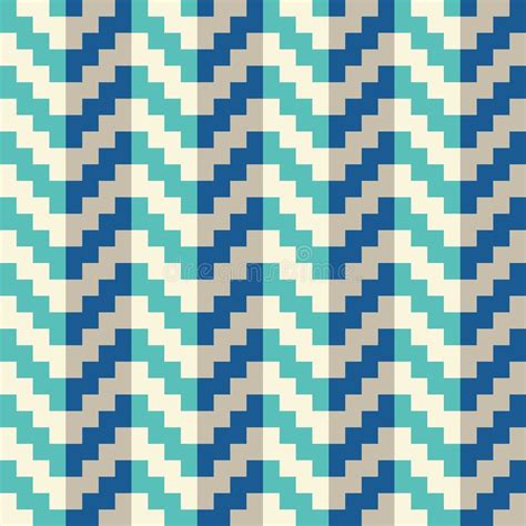Seamless Abstract Blue Geometric Pixel Arrow Pattern In Vector Stock