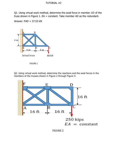 solved q1 using virtual work method determine the axial