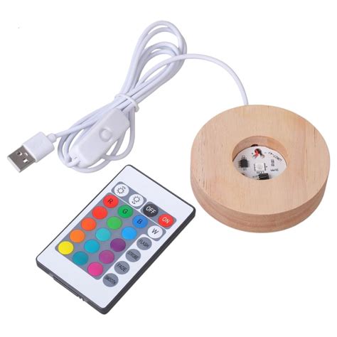 Licewo Resin Display Wood Led 12 Colors Rgb Diy Night Light Round Resin