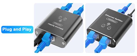 Gigabit Ethernet Splitter 1 To 2 Out With Cat 6 Ethernet Cable 1000mbps Internet