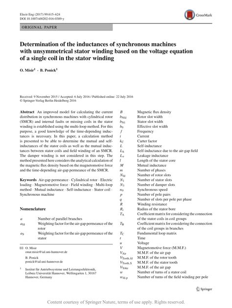 Determination Of The Inductances Of Synchronous Machines With Unsymmetrical Stator Winding Based