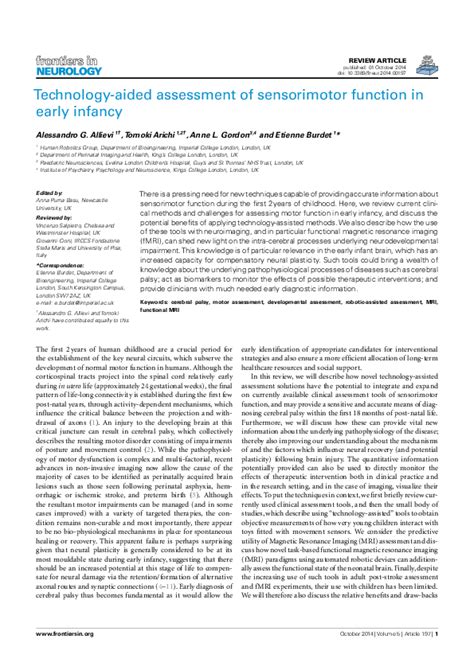 Pdf Technology Aided Assessment Of Sensorimotor Function In Early Infancy