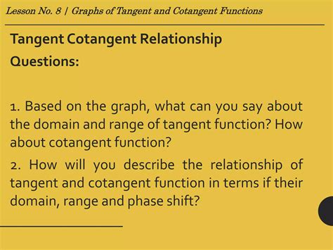 Lesson No 8 Graphs Of Tangent And Cotangent Functions Pptx