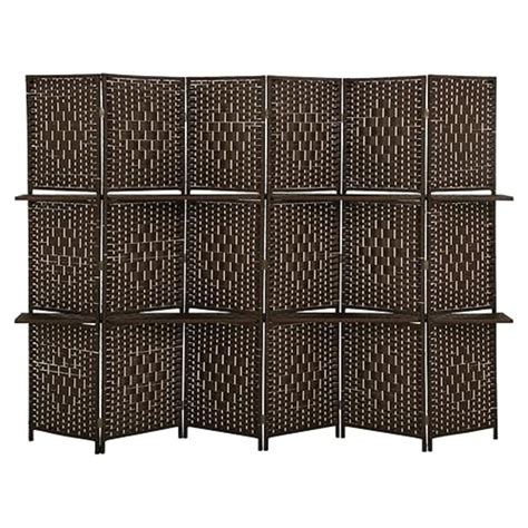 Fdw Room Divider 6 Panel Room Screen Divider Wooden Screen Folding Portable Partition Screen