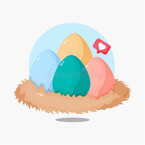 Colorful Eggs In Bird S Nest Design Stock Vector Illustration Of Colorful Nature 255614378