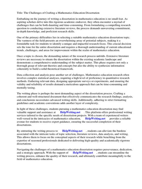 Maths Education Dissertation Topics Pdf Thesis Mathematics