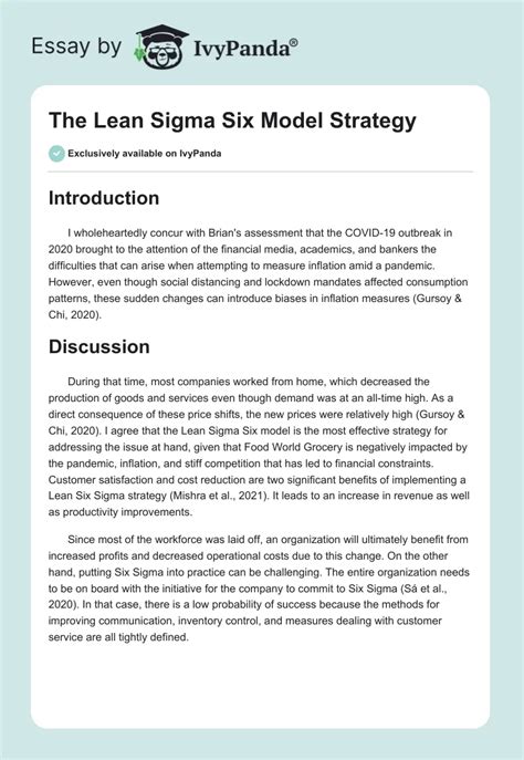 The Lean Sigma Six Model Strategy 290 Words Essay Example