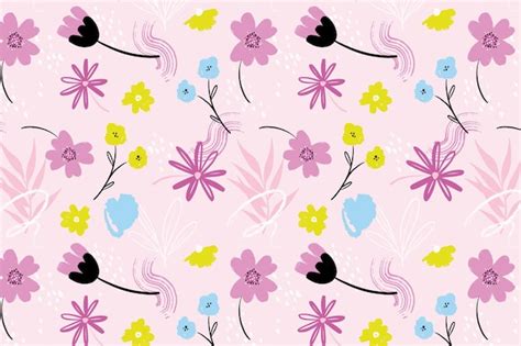 손으로 그린 봄 꽃 모음 무료 벡터