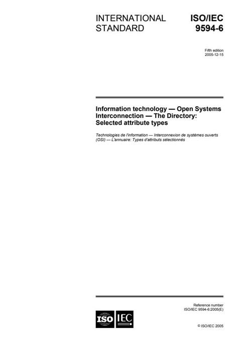ISO IEC 9594 6 2005 Information Technology Open Systems Interconnection The Directory