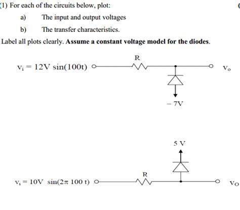 Solved For Each Of The Circuits Below Plot The Input And