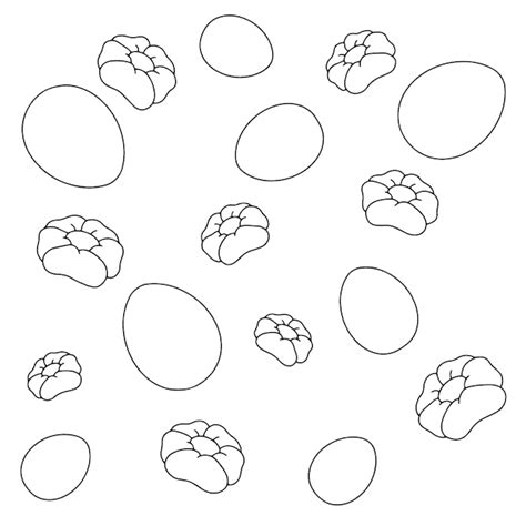 부활절 요소 집합 아이들을 위한 색칠하기 책 페이지 만화 스타일 프리미엄 벡터