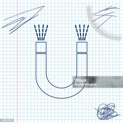 흰색 배경에 격리 된 자석 선 스케치 아이콘입니다 말굽 자석 자기 자화 매력 벡터 일러스트레이션 강철에 대한 스톡 벡터 아트 및 기타 이미지 Istock