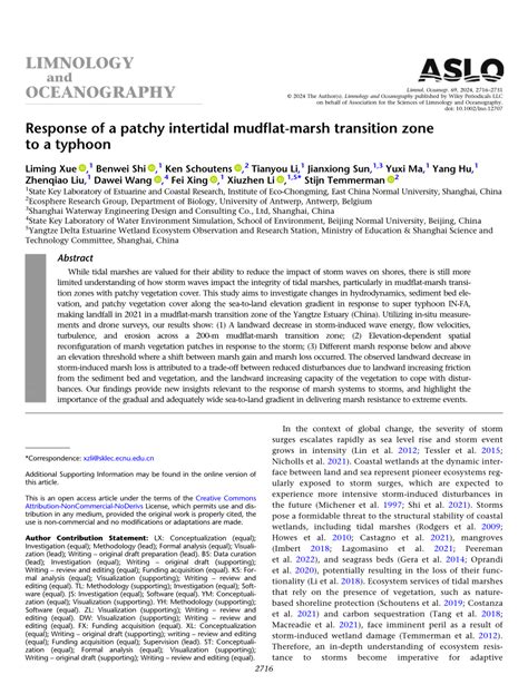 Pdf Response Of A Patchy Intertidal Mudflat‐marsh Transition Zone To A Typhoon