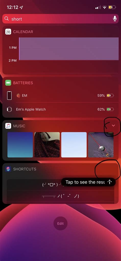 Bug Shortcuts Widgets Says To Expand But The Little Arrow Isnt