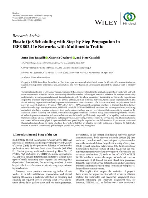 PDF Elastic QoS Scheduling With Step By Step Propagation In IEEE 802