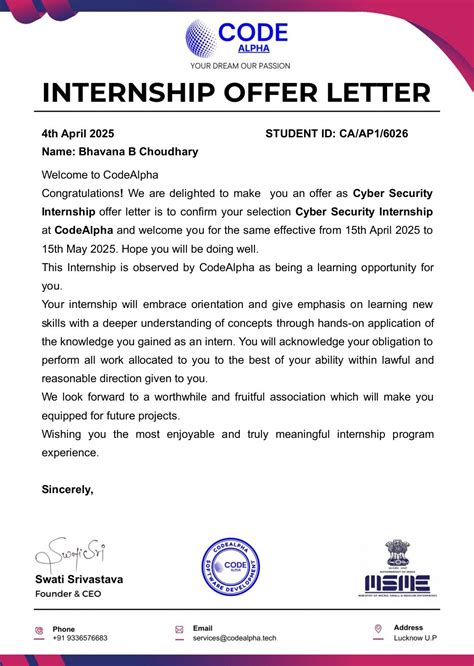 Internship Cybersecurity Codealpha Learningbydoing Gratitude Bhavana B Choudhary