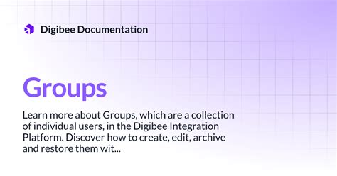 Groups Digibee Documentation