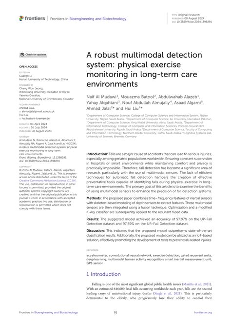 Pdf A Robust Multimodal Detection System Physical Exercise Monitoring In Long Term Care