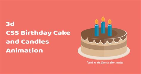 3d css birthday cake and candles animation lena design
