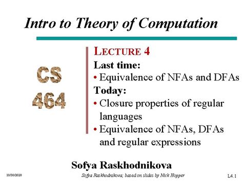 Intro To Theory Of Computation Lecture 4 Last