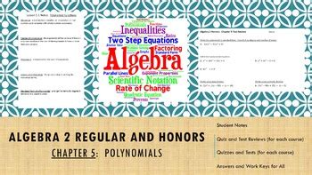 Algebra 2 Chapter 5 Polynomials And Polynomial Functions TpT