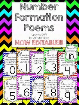 Number Formation Poems 0 10 By Jennifer Brink Tpt