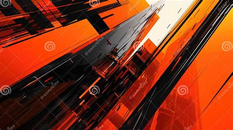 Abstract Composition With Black And Orange Shapes On A White Background