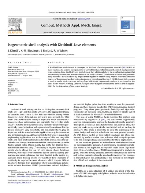 Pdf Isogeometric Shell Analysis With Kirchhoff Love Elements