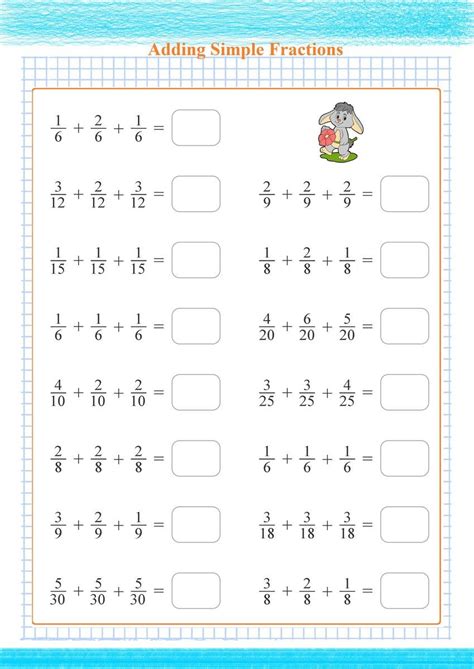 The Addition Worksheet For Adding Fractions To Two Digit Numbers Is Shown In This Image