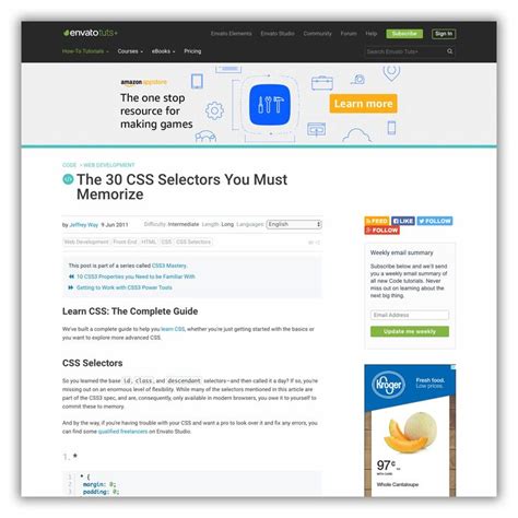 The 30 Css Selectors You Must Memorize Envato Tuts How To Memorize Things Web Development