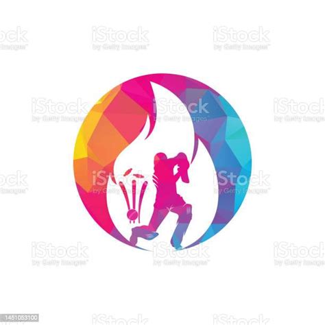 화재 크리켓 선수 벡터 로고 디자인입니다 크리켓 화재 로고 아이콘입니다 크리켓 선수에 대한 스톡 벡터 아트 및 기타 이미지 크리켓 선수 로고 Championship